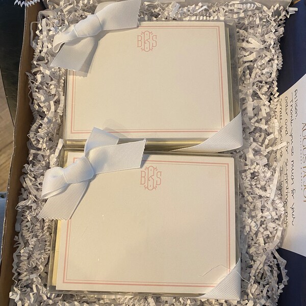 Initial Notecards Monogram Stationary Monogrammed Note Card ...