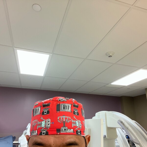 Mens Fishing Trout Salmon Fish Navy Blue Scrub Hat Surgery Surgical Cap ...