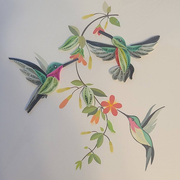 Hummingbird Trio Quilling Greeting Card, Handmade Greeting Card ...