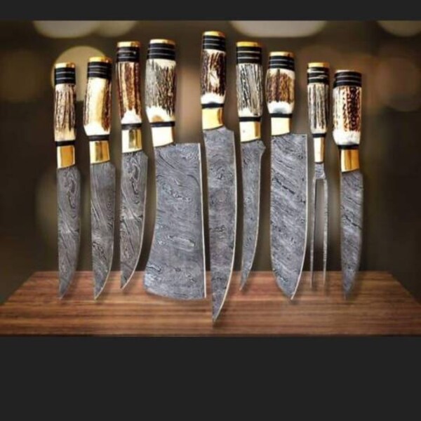 Hand Forged D2 Steel Stag Handle Knife, Deer Horn Handle, Bowie Knife ...