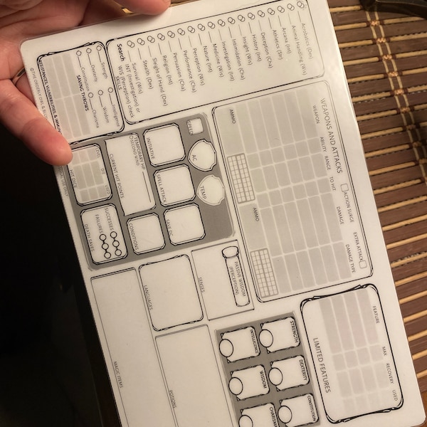 D&D Full Character Sheet | Printable Fillable PDF| Dungeons and Dragons ...