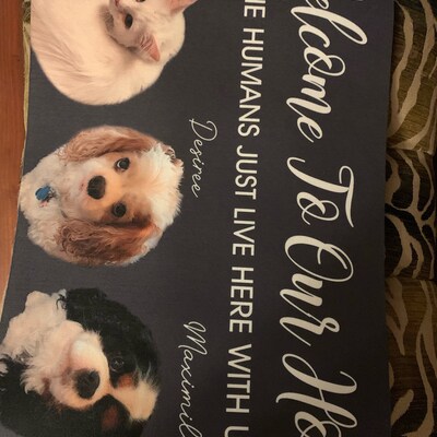 Custom Photo Pet Round Wood Sign, Personalized Welcome to Our House ...