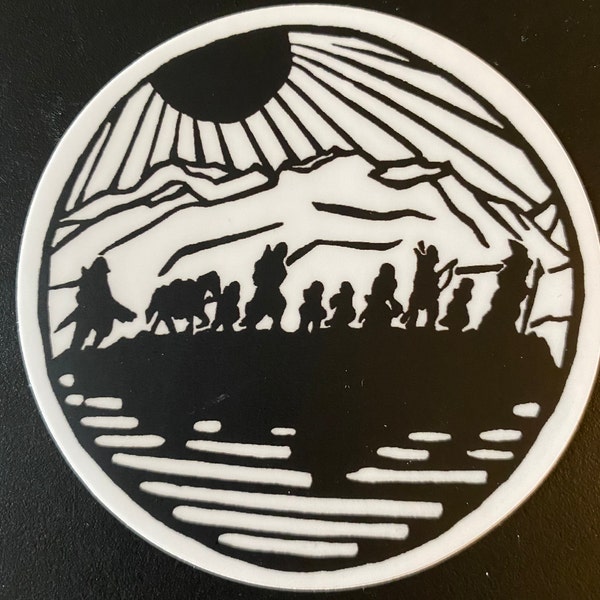 Fellowship Sticker Lotr Fanart Design Waterproof Art Sticker Linocut ...