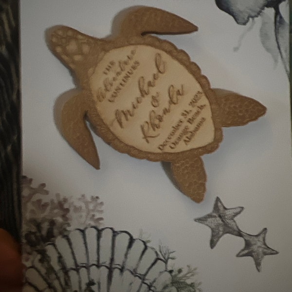 Turtle Summer Beach Wooden Save the Date Magnets Wood Wedding Magnets ...