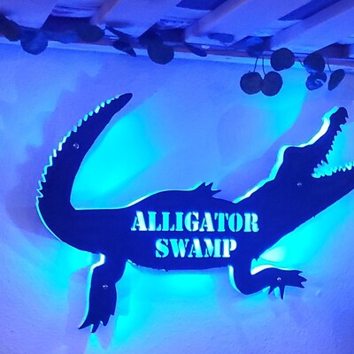 Alligator Wall Sign, Custom Alligator Wall Decor. LED Lighted Gator ...