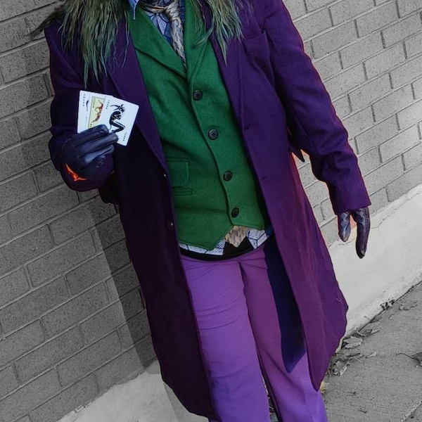 Men's Joker Costume Pent Coat With Vest | Heath Ledger Long Purple ...