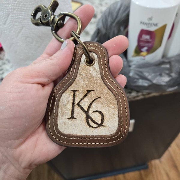 Custom Branded Cowhide Key Fob: Personalized Farm Brand Charm - Etsy