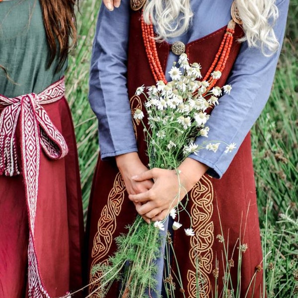 Early Medieval Viking Woollen Apron Dress With Handmade Silk Embroidery ...