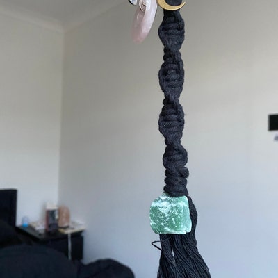 Coffee Crystal Macrame Keyrings, Rough Crystal Chunk Macrame Keyring ...