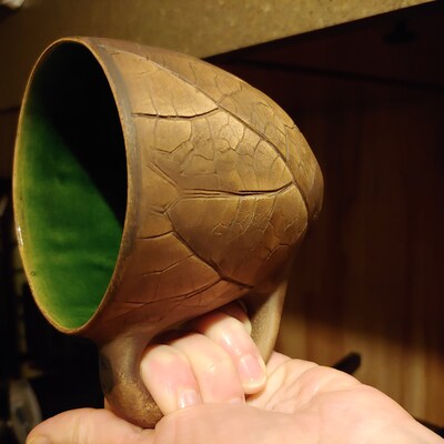 Big Pottery Leaf Mug Handmade Ceramic Coffee Mug, Pottery Mug With ...
