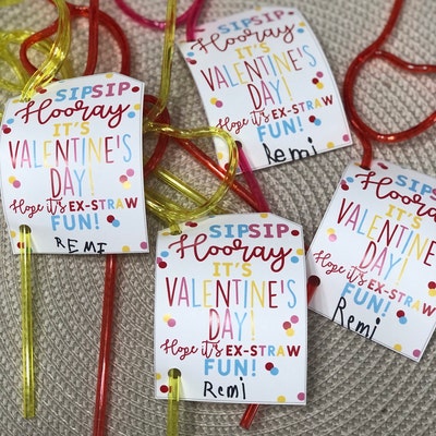 Straw Valentine's Day Printable Crazy Straw Valentine Class Classmate ...