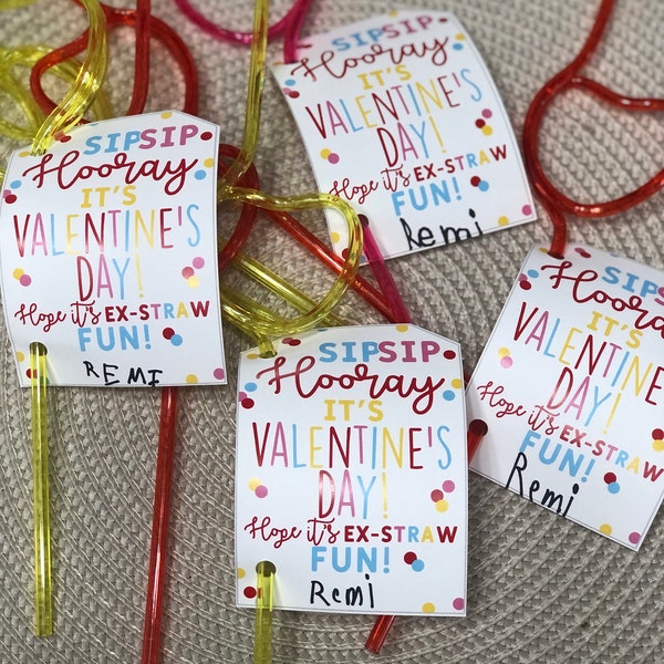 Straw Valentine's Day Printable Crazy Straw Valentine Class Classmate ...