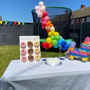 Donut Wall, Pastel Donut Wall, Birthday Donut Cake Stand, Doughnut ...