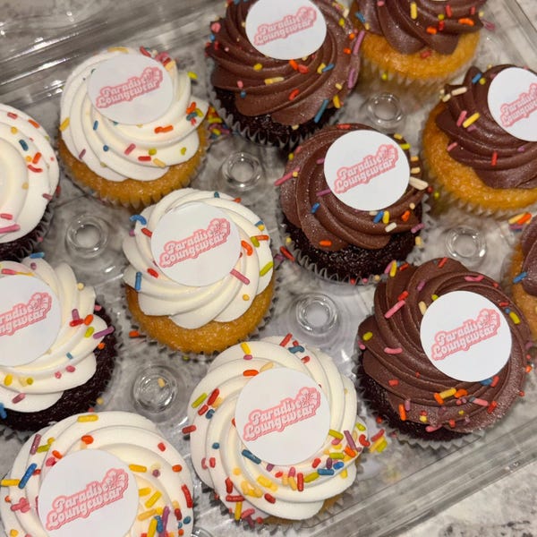 30 Custom Edible 1.25" Mini Cupcake Toppers, Circle Edible Topper ...
