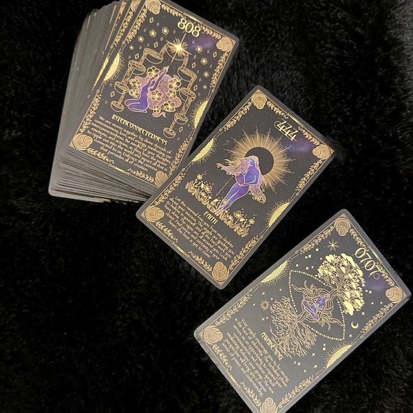 Black Tarot Deck With Downloadable Guide Book 78 Tarot Cards Black and ...