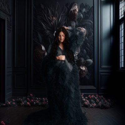 Dark & Moody Flower Room Digital Backdrops, Maternity Digital Backdrops ...