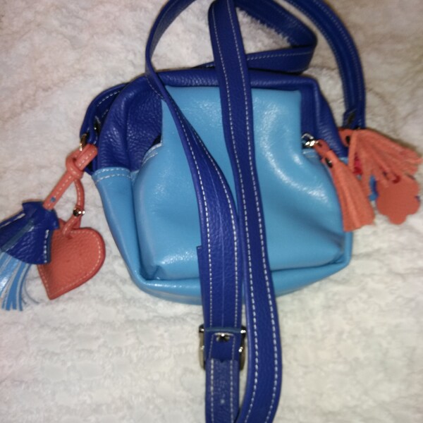 Blue SMALL LEATHER BAG, Small Leather Crossbody Bag, Small Leather ...