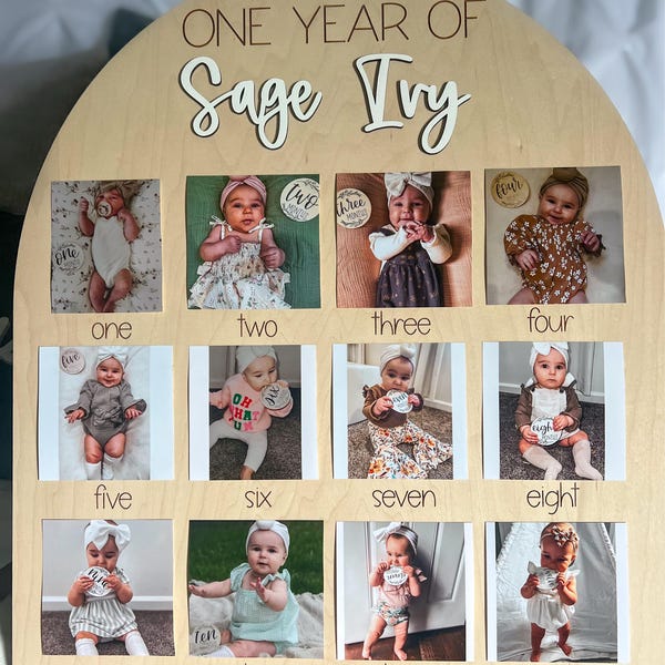 My First Year One Year of Photo Board Wooden Milestone Board 1st ...