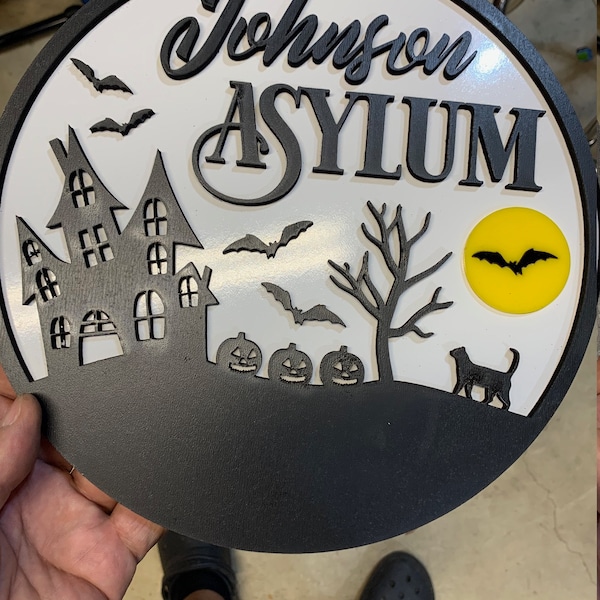 Halloween Sign SVG Glowforge | Personalized Asylum Sign | Halloween ...