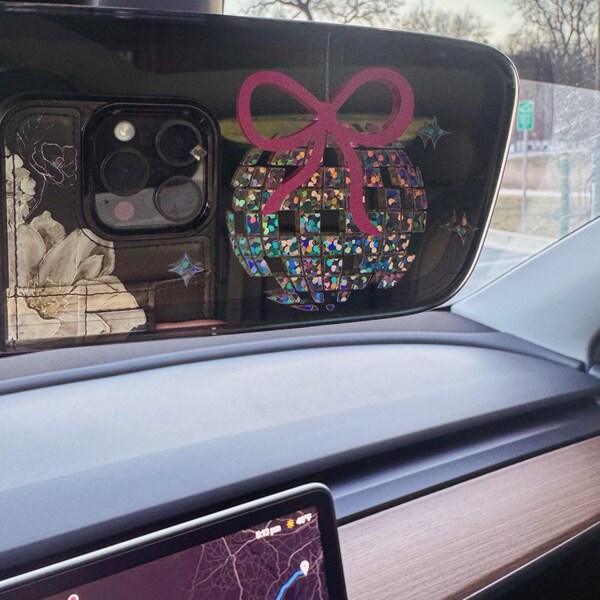Coquette Disco Ball Car Decal: Rear View Mirror Sticker - Etsy