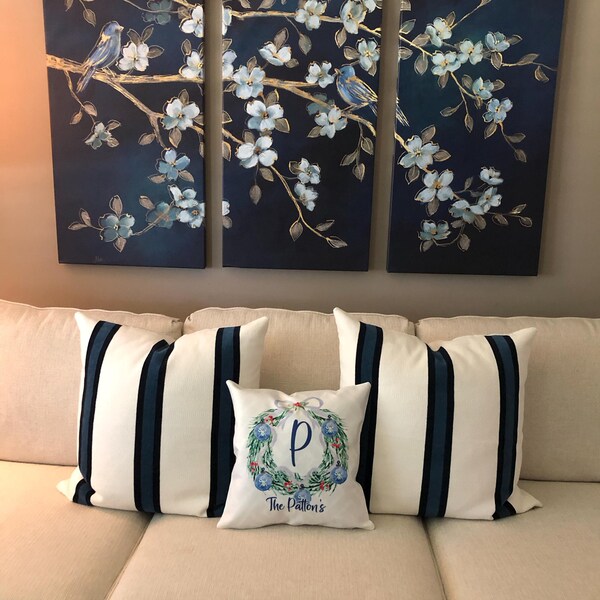 Personalized Christmas Wreath & Home for Holidays Set, Monogram ...