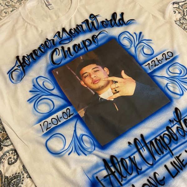 Airbrushed Memorial Photo T-shirt: Personalized in Loving Memory Design ...