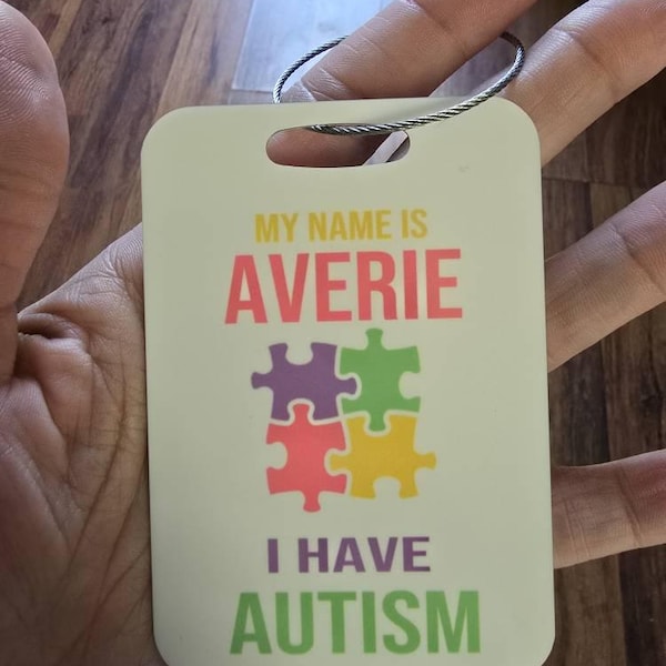 Autism Bag Tag, Autism Alert Tag, Personalized Bag Tag, Autism Hang Tag ...