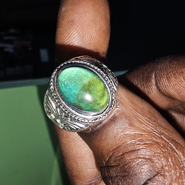 Silver Plated Adult Mood Ring, Silver Color Changing Mood Ring, Size 8 ...