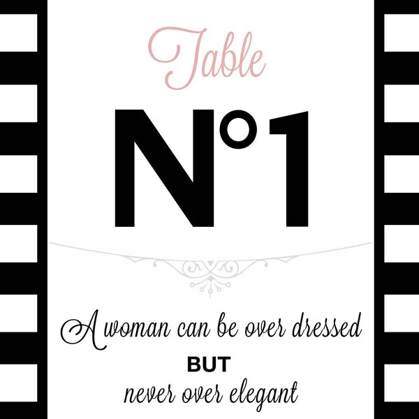 Digital PRINTABLE Table Numbers #1-12 With Quotes Bridal/wedding Event ...