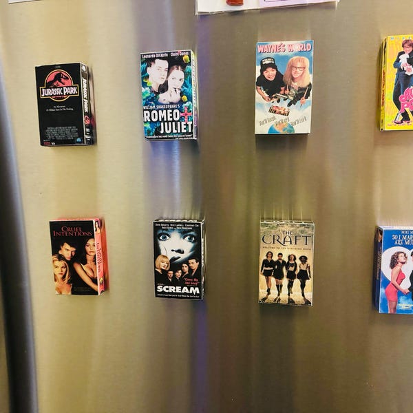 Retro VHS 90's Movies Mini Magnets Classic Cult Movies VHS Tape Covers ...