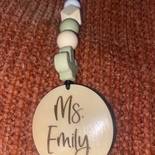 Boho Rainbow Daisy Beaded Teacher Lanyard, ID Badge Holder, Lanyard for ...