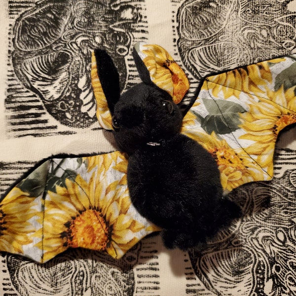 Black Sunflower Bat Plush, Stuffed Animal, Softie - Etsy