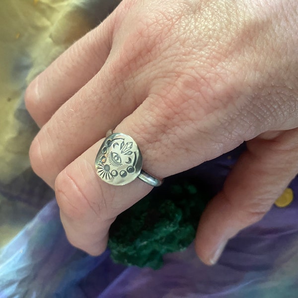 Silver Moon Ring Celestial Ring Moon Phase Ring Witch Ring Evil Eye ...