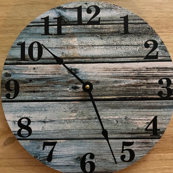 OLD WEATHERED BOARDS Pattern Wall Clock - Unique Open Face Design ...