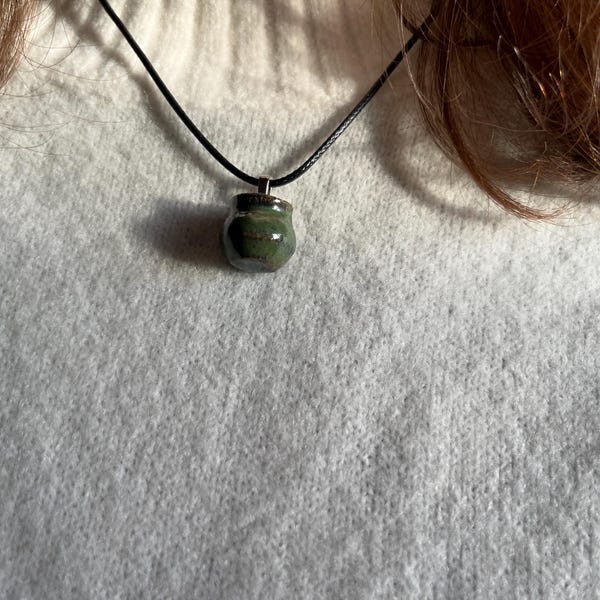Mini Goat Pottery Necklace, White & Chocolate Brown Glazed. Handmade ...