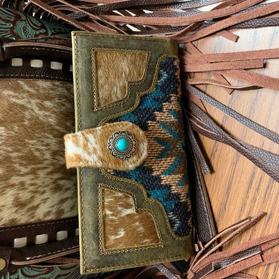 Macie Leather With Heavy Fringe and Turquoise Detail - Etsy