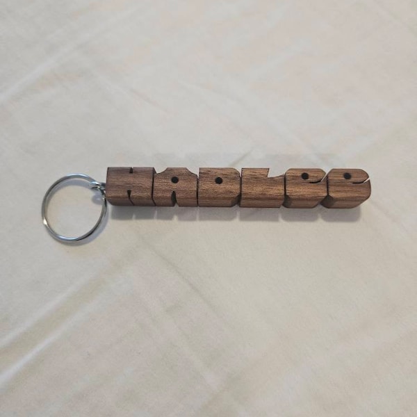 Walnut Wood Name Keychain, Custom Carved to Order - Etsy
