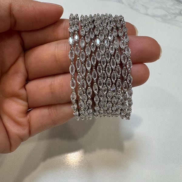 CZ American Diamond Bangle Bracelet/indian Bangle/cubic Zirconia Silver Bangles/ad White Bangle ...