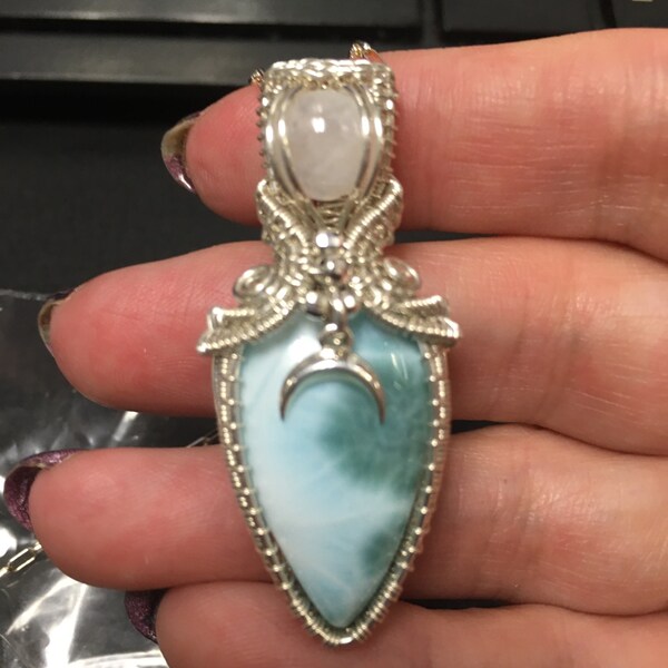 Wire Wrapped Labradorite Heart Pendant • Amethyst Bale • Sterling ...