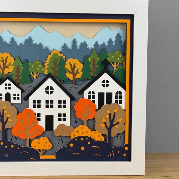 3D FALL VILLAGE Svg - Fall Shadow Box Svg - for Cricut - for Silhouette ...