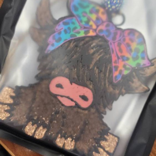 Cow Tag Turquoise and Gold Glitter Geode Car Freshie Freshy Car Air ...