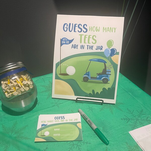 Guess How Many Tees Are in the Jar Game Golf Birthday Gamehole in One ...