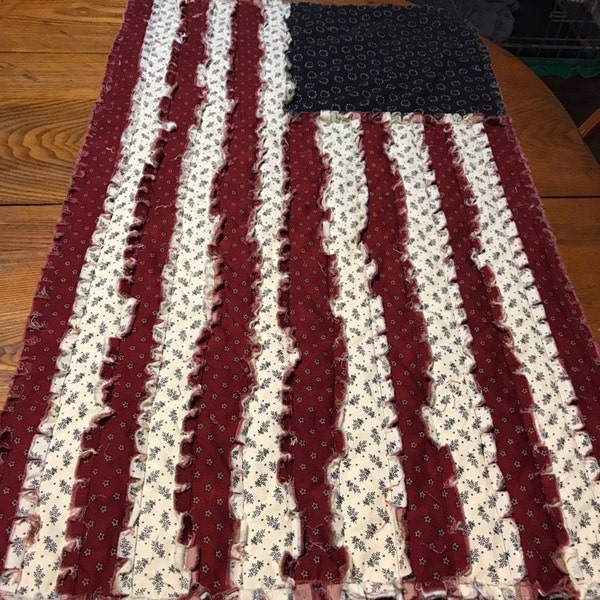 Rag Flag Quilt Pattern 42" X 27" Primitive Raggedy American Flag ...