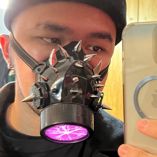 Half Face Mask Gothic Spikes Halloween Cosplay Convention Cyberpunk ...