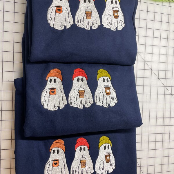 Spooky Ghost With Coffee Embroidery Design, Ghost Coffee Halloween ...