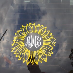 SUNFLOWER OUTLINE Monogram//monogram Decal//sunflower Decal//sunflower ...