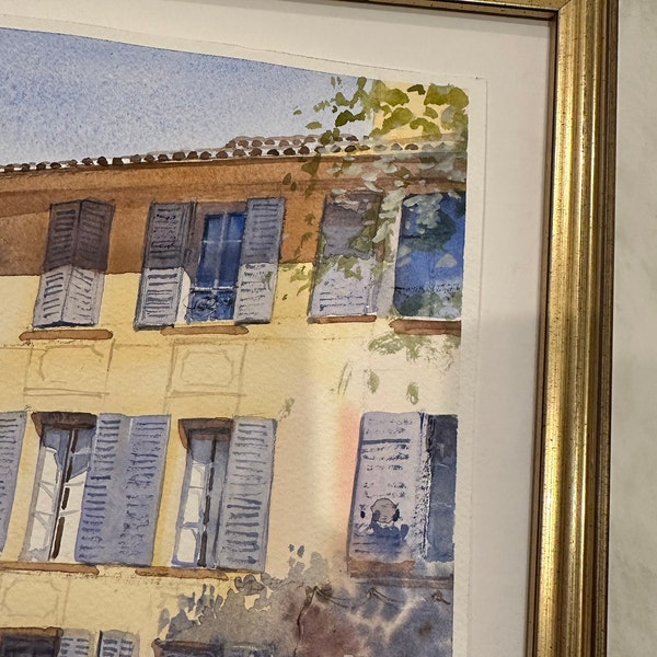 France Original Watercolor Painting Provence Artwork Provencal Town Aix ...