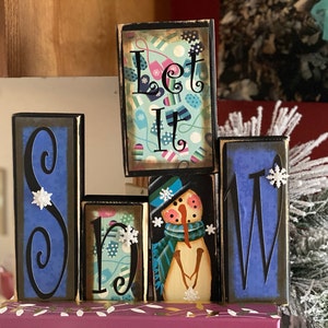 Winter Sign - Let It Snow, Winter Blocks, Winter Decoration, Christmas ...