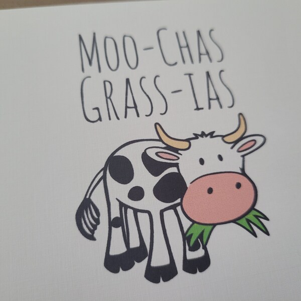 Moo-chas Grass-ias / Thank You Cards Funny / Thank You Gift Box / Pun ...