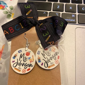 Personalized Custom Teacher Appreciation Dangle Earrings. Custom Made ...